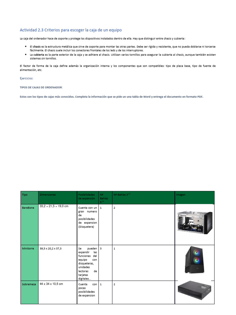 SIINF Act2-3 CriteriosCaja | PDF | Arquitectura de Computadores | Ciencias de la Computación