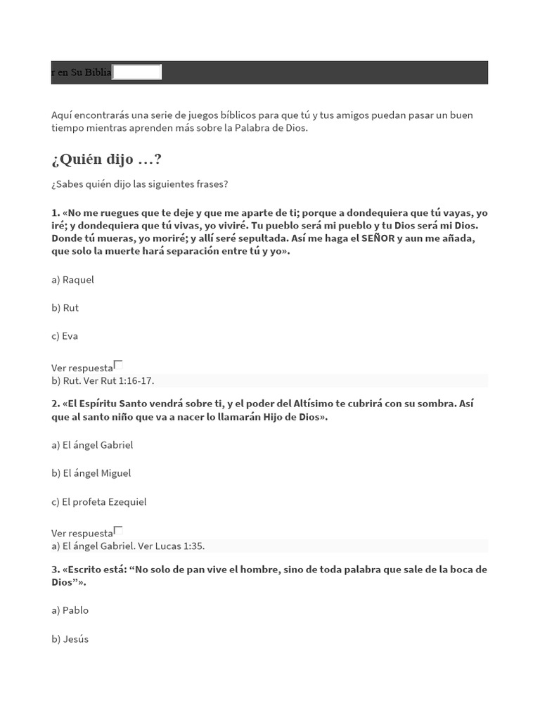 Juegos Biblicos | PDF | Religión y espiritualidad