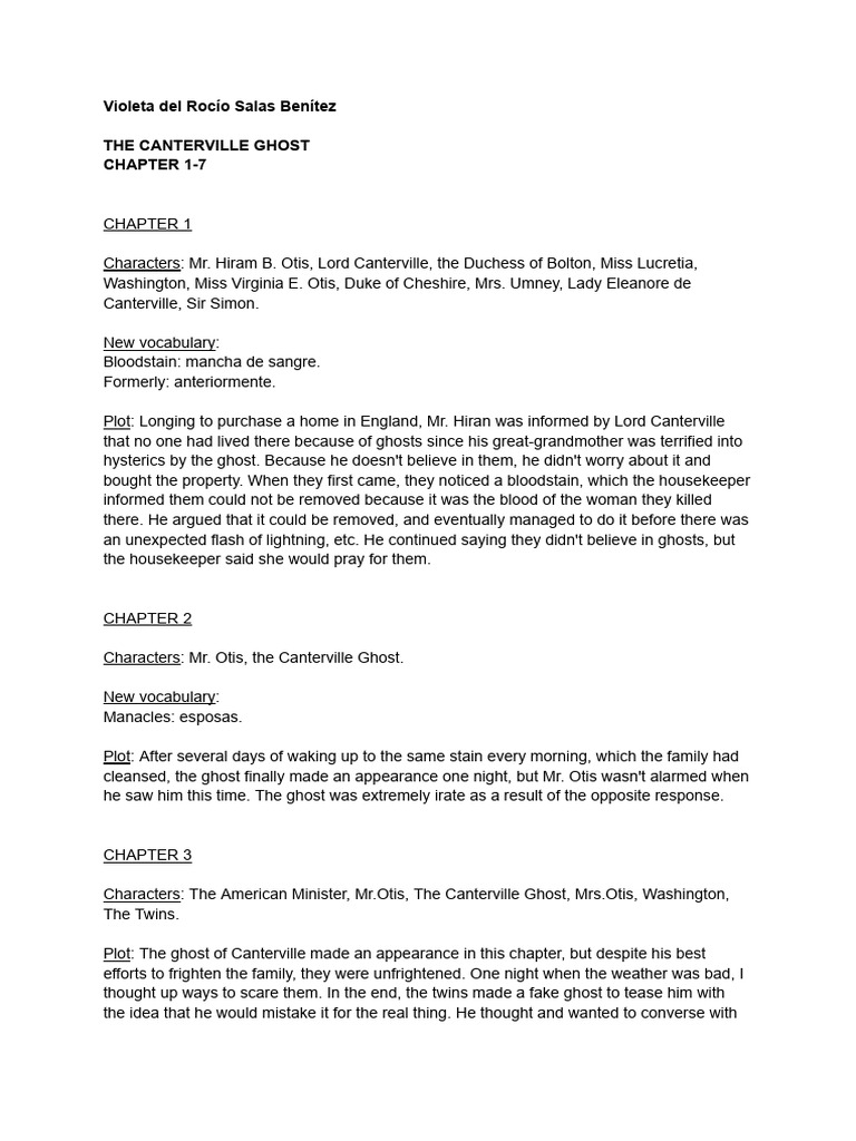 The Canterville Ghost (Chapter 1-7) | PDF | Ghosts