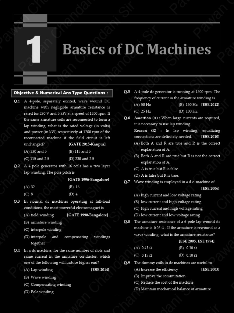 DC Machine Workbook by Pawan Chandani Sir - Invert | PDF