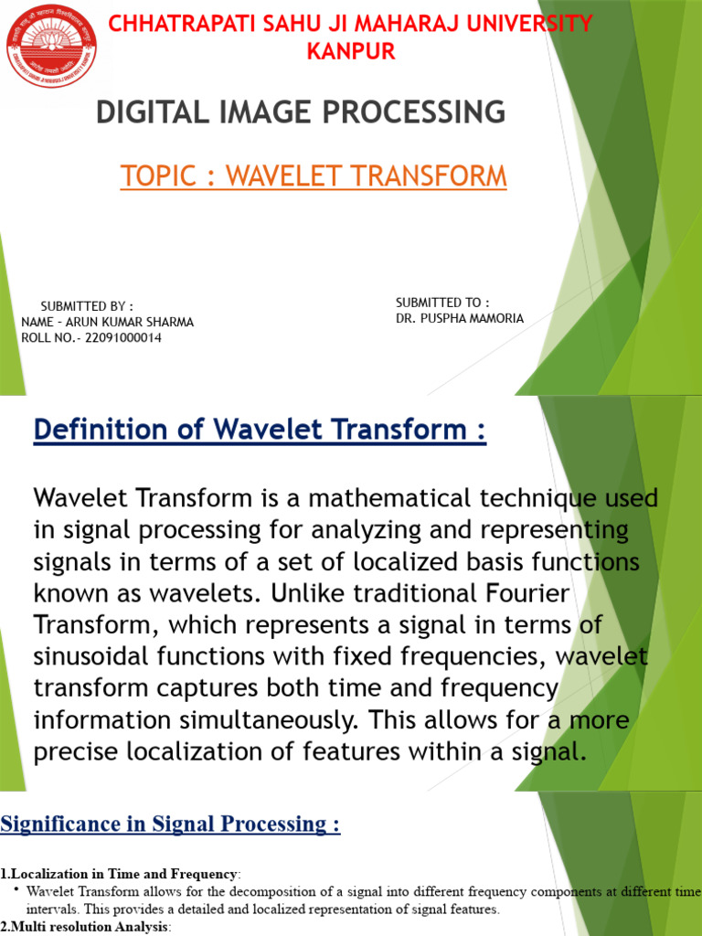 Presentation1 PDF | PDF | Wavelet | Computer Science Presentation1 PDF | PDF | Wavelet | Computer Science
