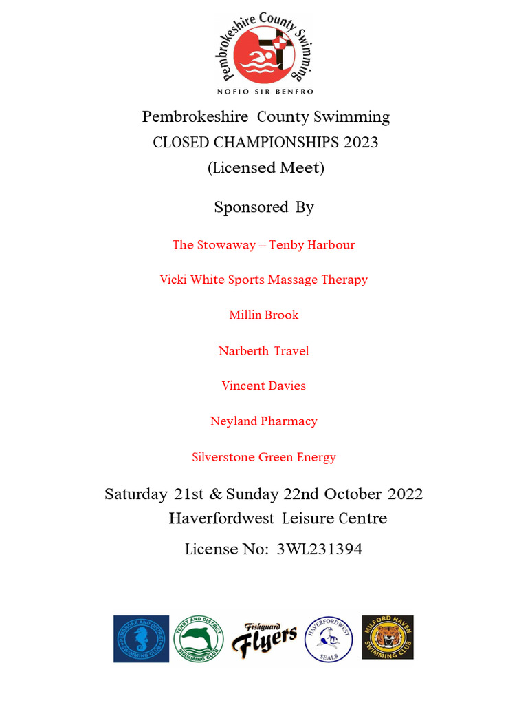 Pcs County Champs 2023 - Meet Programme v2 | PDF | Outdoor Recreation ...