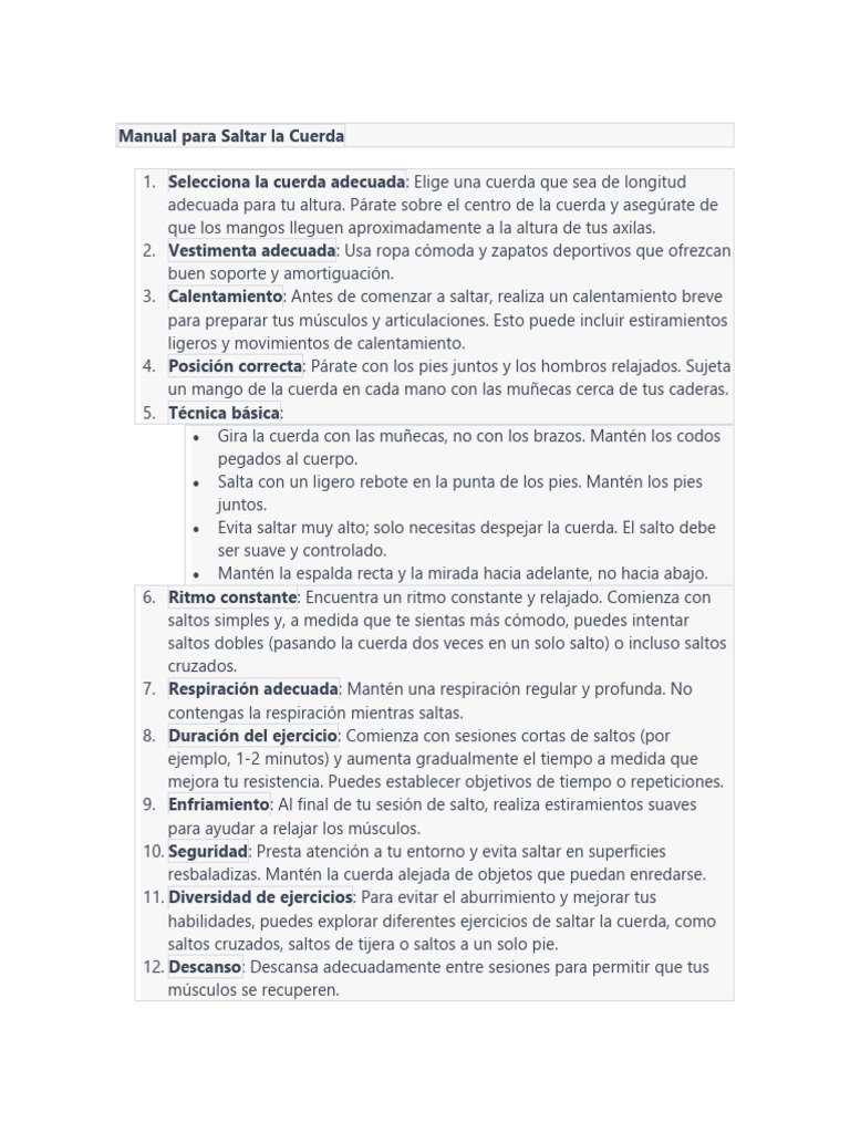 Manual para Saltar la Cuerda | PDF