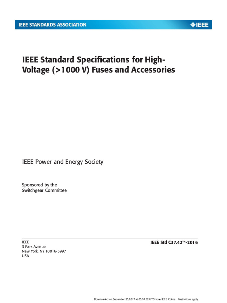 Ieee C37.42-2016 | PDF | Fuse (Electrical) | Capacitor