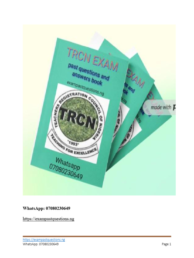 TRCN Pqe Exam Past Questions and Answers | PDF | Career & Growth