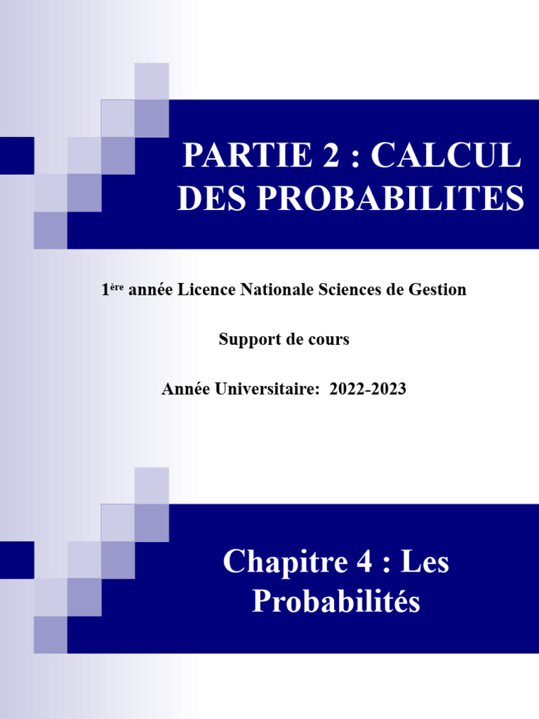 Chapitre 4 - SDCP 2023 | PDF | Probabilité | Théorie des probabilités