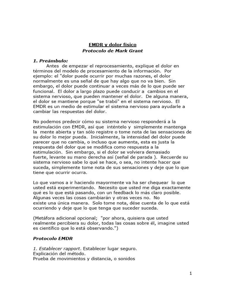 EMDR y Dolor Físico Protocolo Completo | PDF