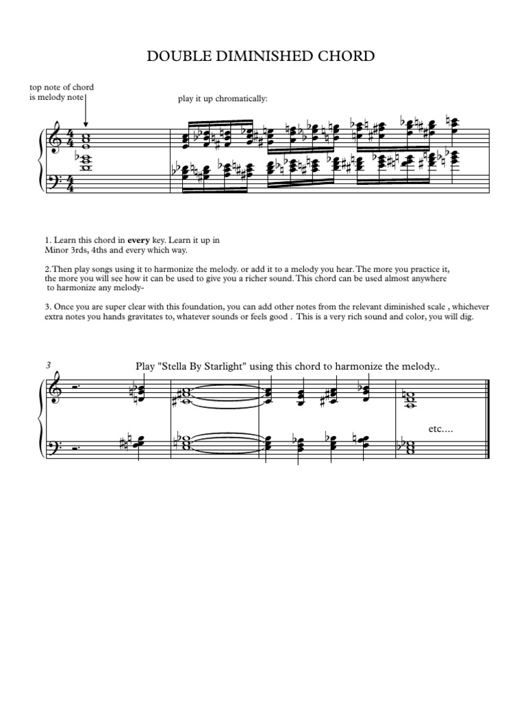 Double Diminished Chord | PDF | Chord (Music) | Musical Scales