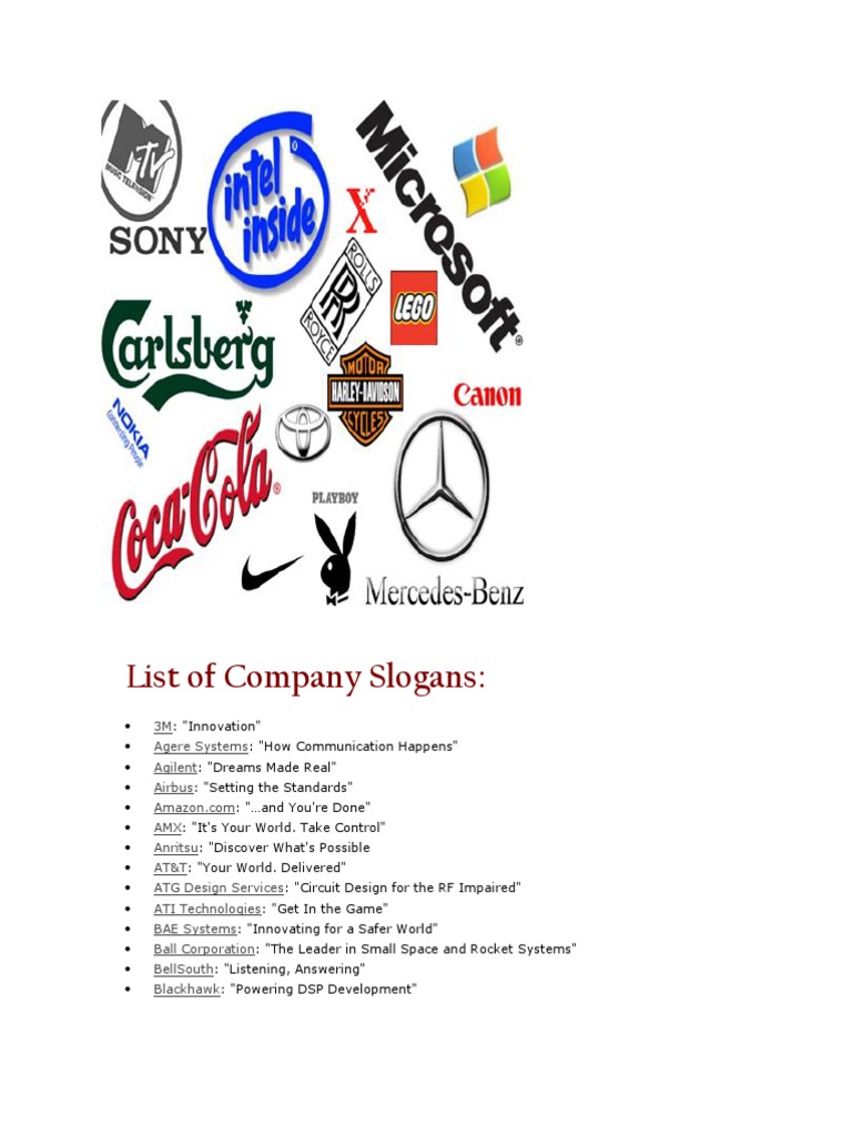 List of Company Slogans | Lg Corporation | Mercedes Benz