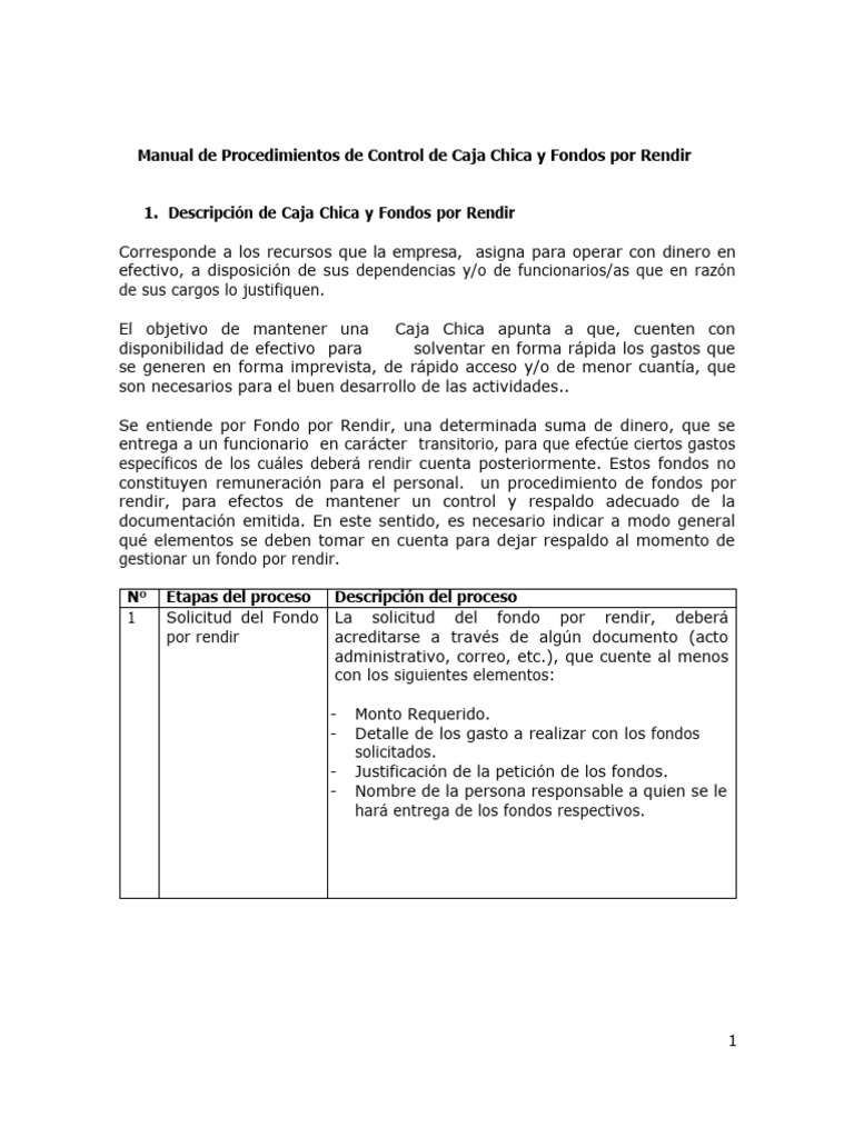 Manual de Control de Caja Chica | PDF