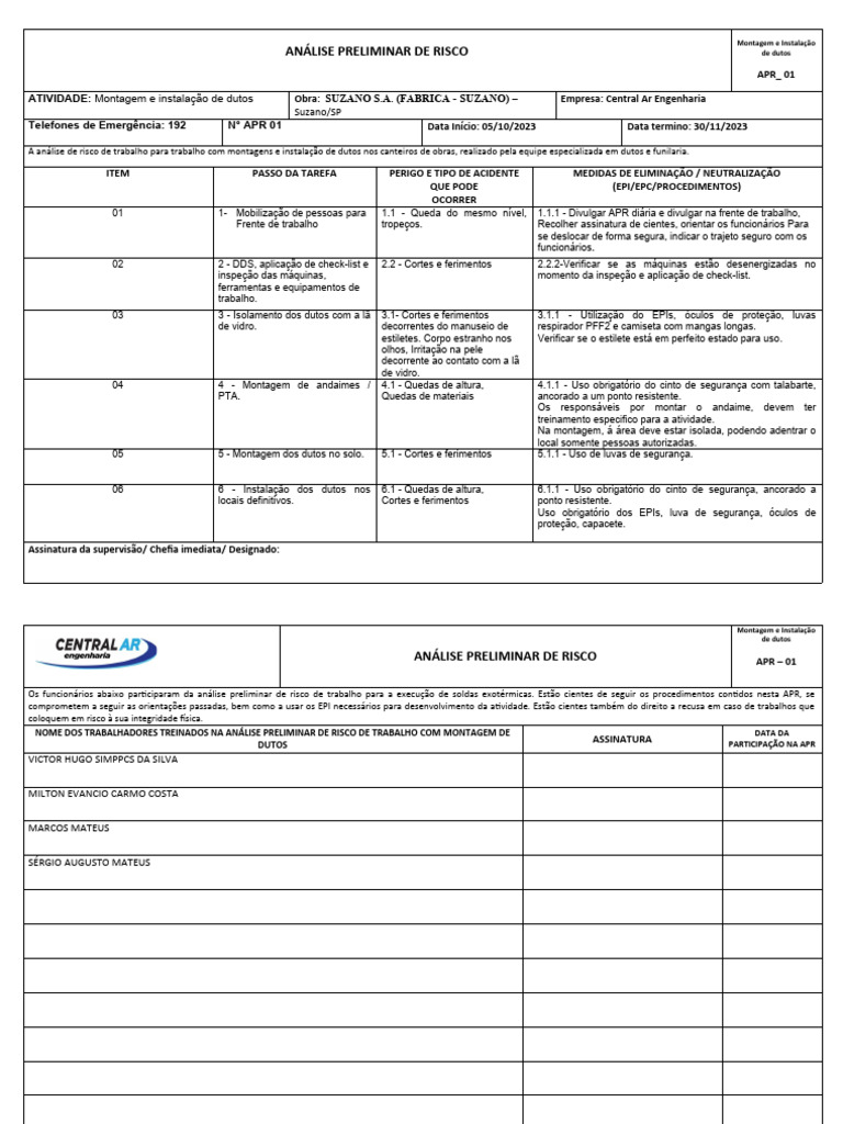 02 - A.P.R. Montagem e Instalação de Dutos 1 | PDF