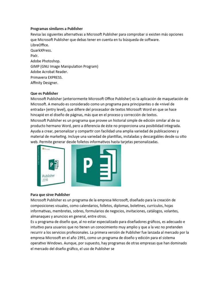 Programas Similares A Publisher Genlsy | PDF