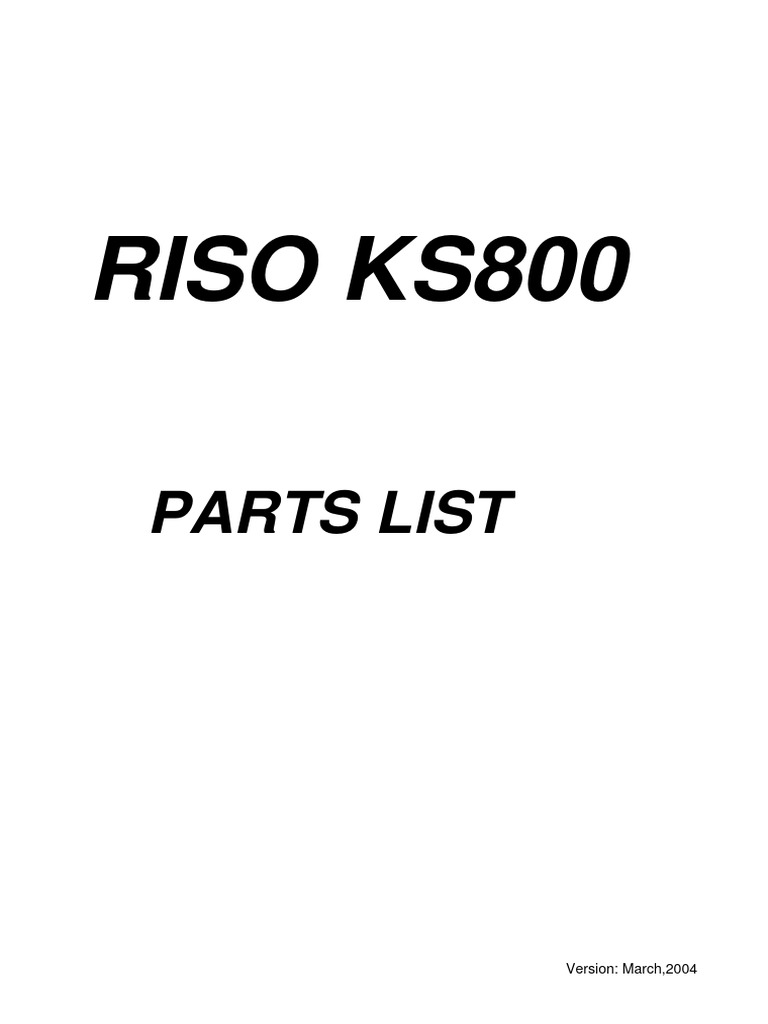 RISO KS800 Parts List Overview | PDF | Clutch | Gear