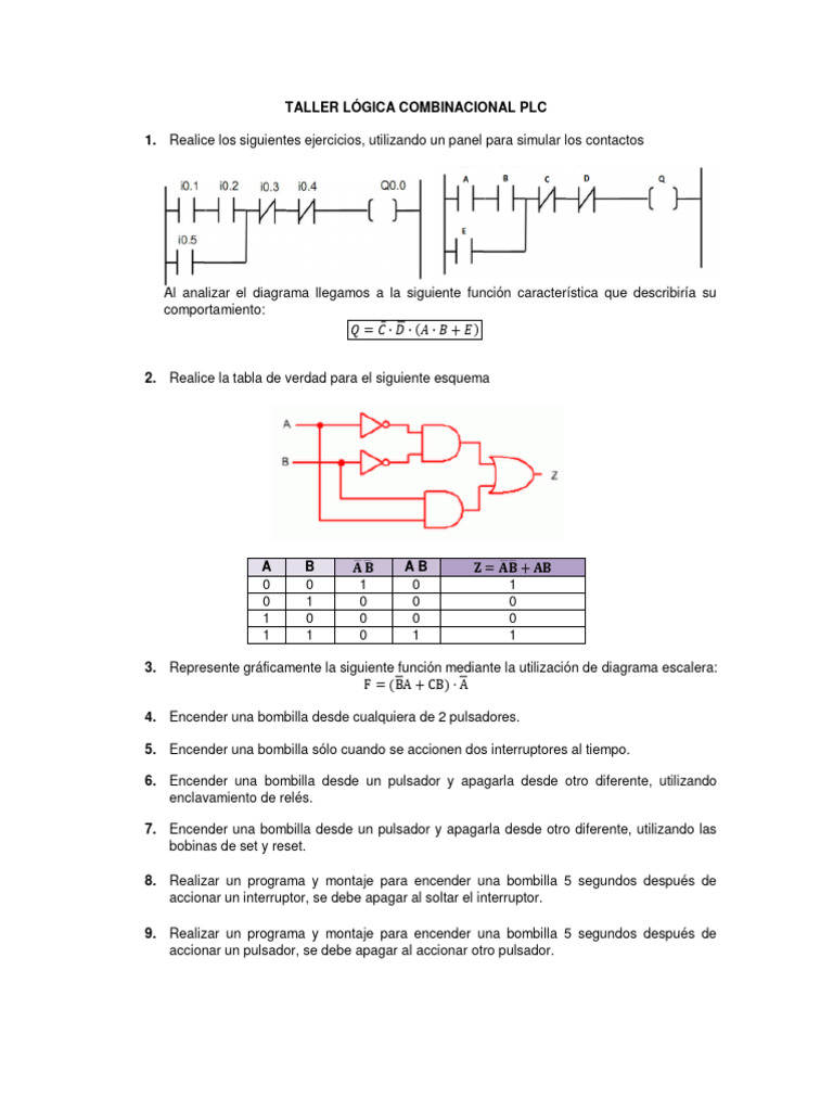 Taller General PLC Programas Combinacional | PDF | Relé | Controlador ...