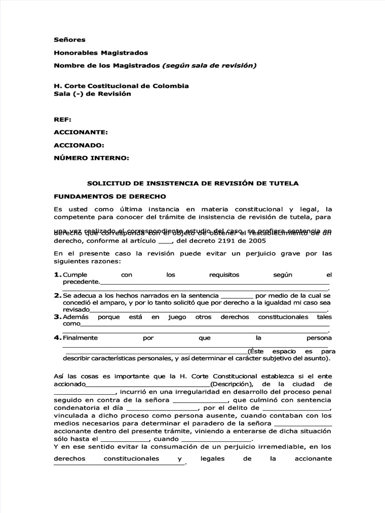 Solicitud de Revisión de Tutela en Colombia | PDF | Ley constitucional | Separación de poderes