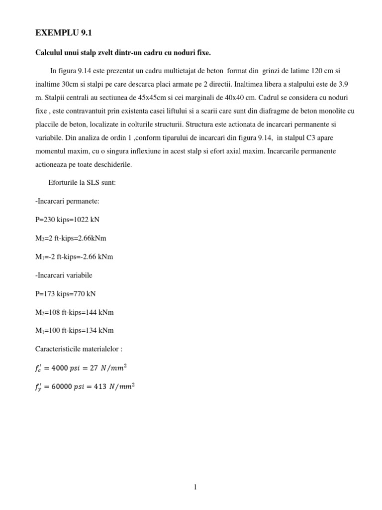 Exemplu Calcul Stalpi Zvelti ACI | PDF