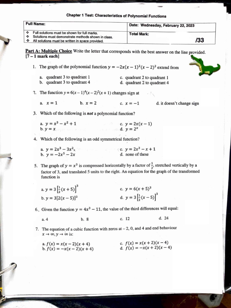 Chap.1 Test Adv Func | PDF