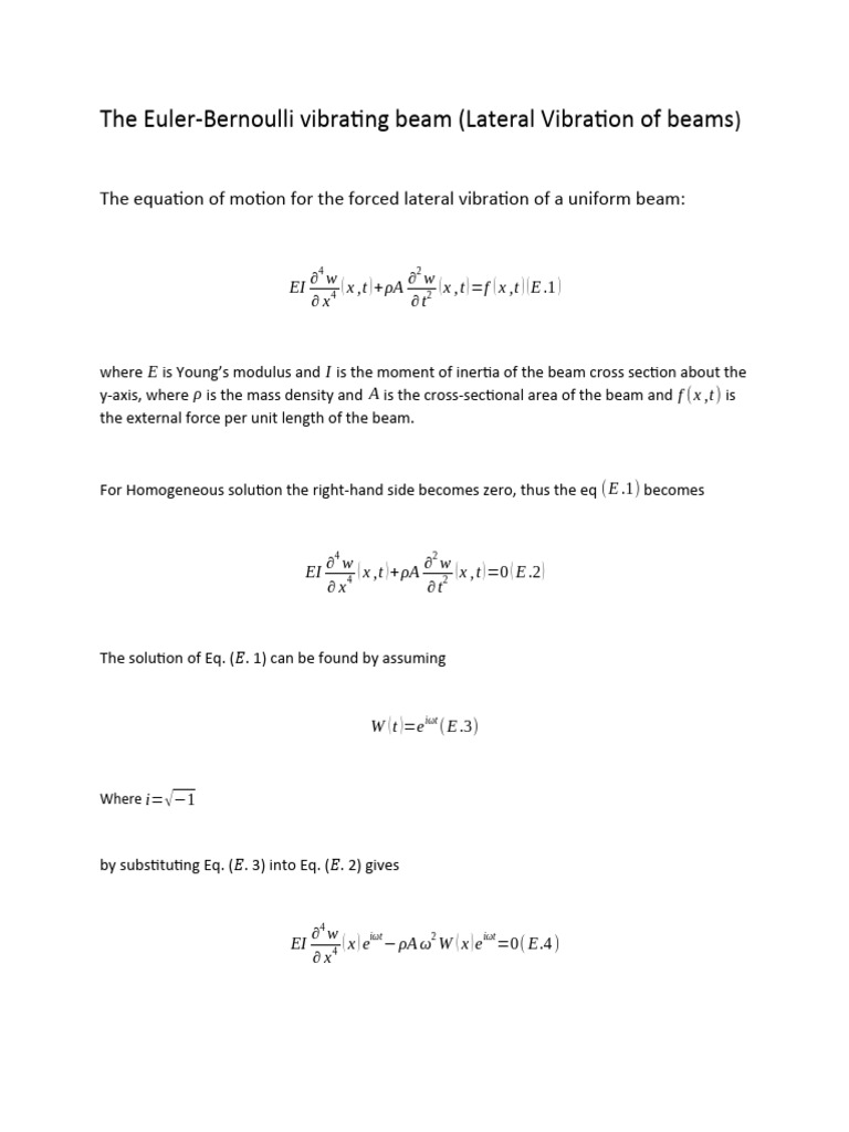 The Euler-Bernoulli Vibrating Beams | PDF | Mechanics | Classical Mechanics