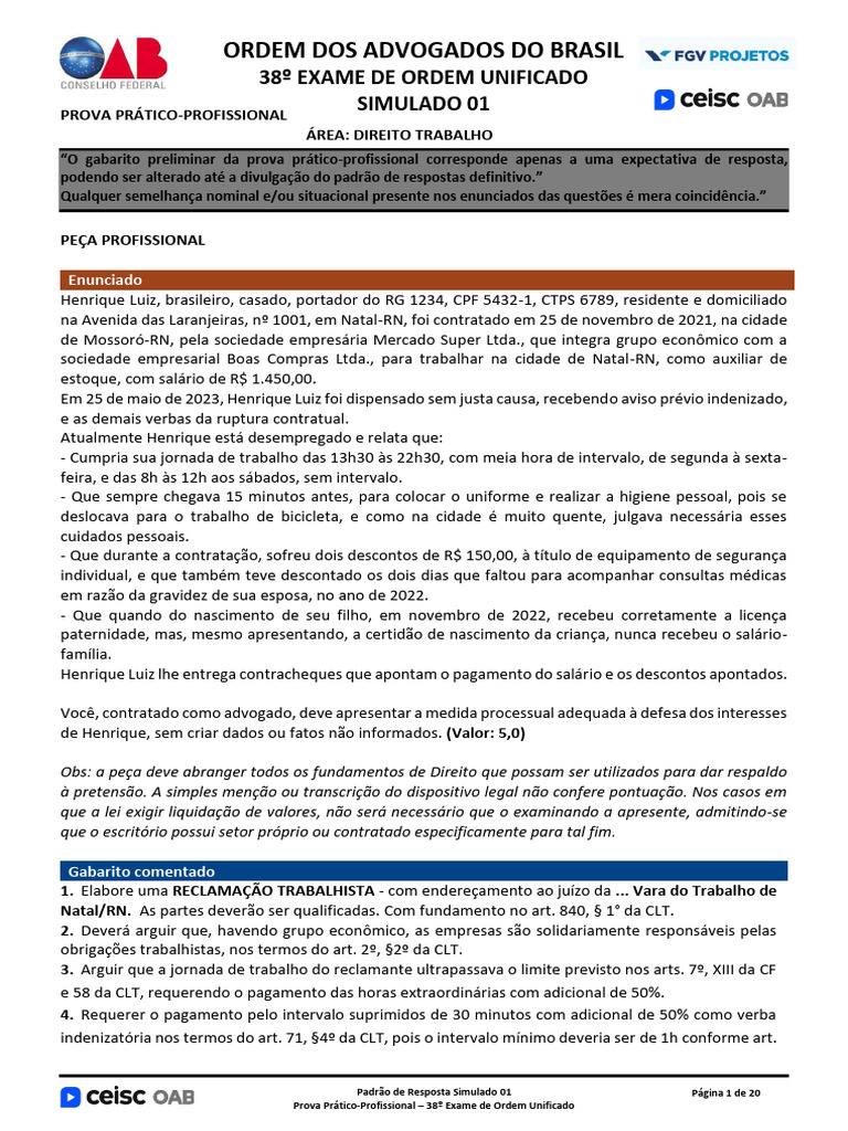 SIMULADO 01 Padrao | PDF