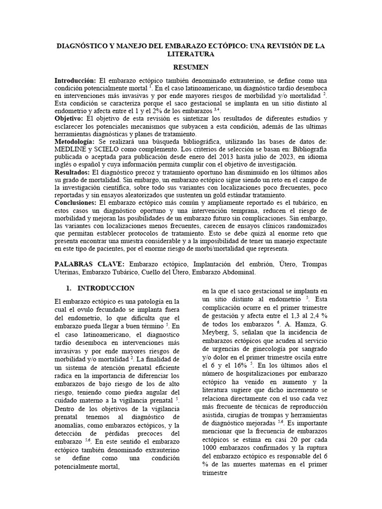 Diagnã - Stico y Manejo Del Embarazo Ectã - Pico (Articulo Final) | PDF | El embarazo ...