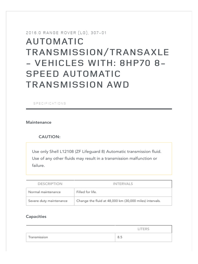 Automatic Transmission Transaxle - Vehicles With 8HP70 8-Speed at AWD | PDF | Clutch | Pump