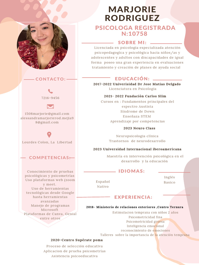 Marjorie Rodríguez: Psicóloga Especializada | PDF | Sicología | Las ...