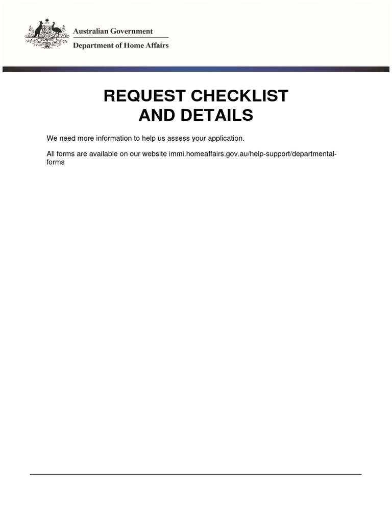 Request Checklist and Details | PDF | Travel Visa | Physical Examination