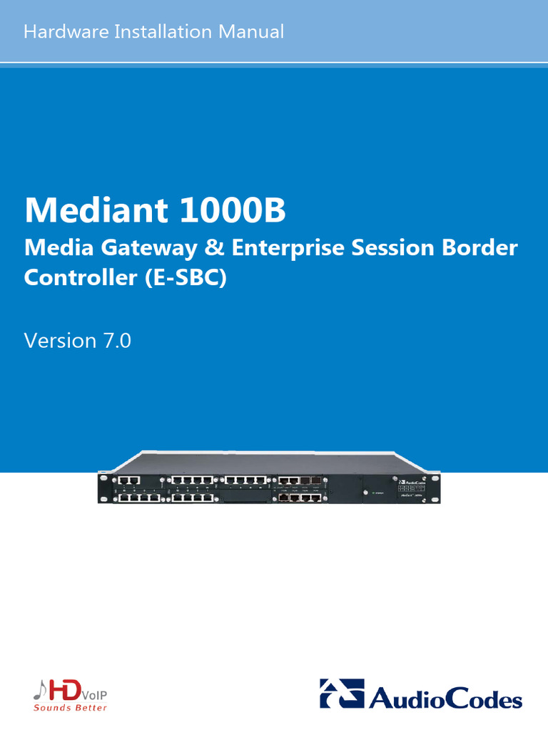 LTRT-41420 Mediant 1000B Gateway and E-SBC Hardware Installation Manual ...