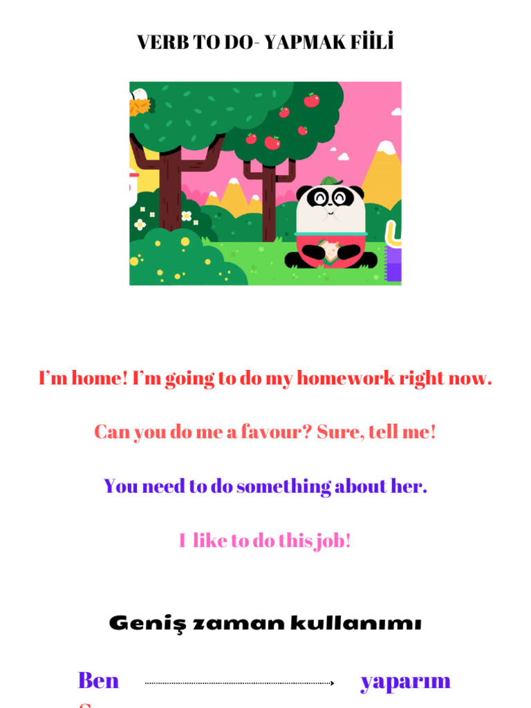 Verb To Do - Yapmak Fi̇i̇li̇ | PDF