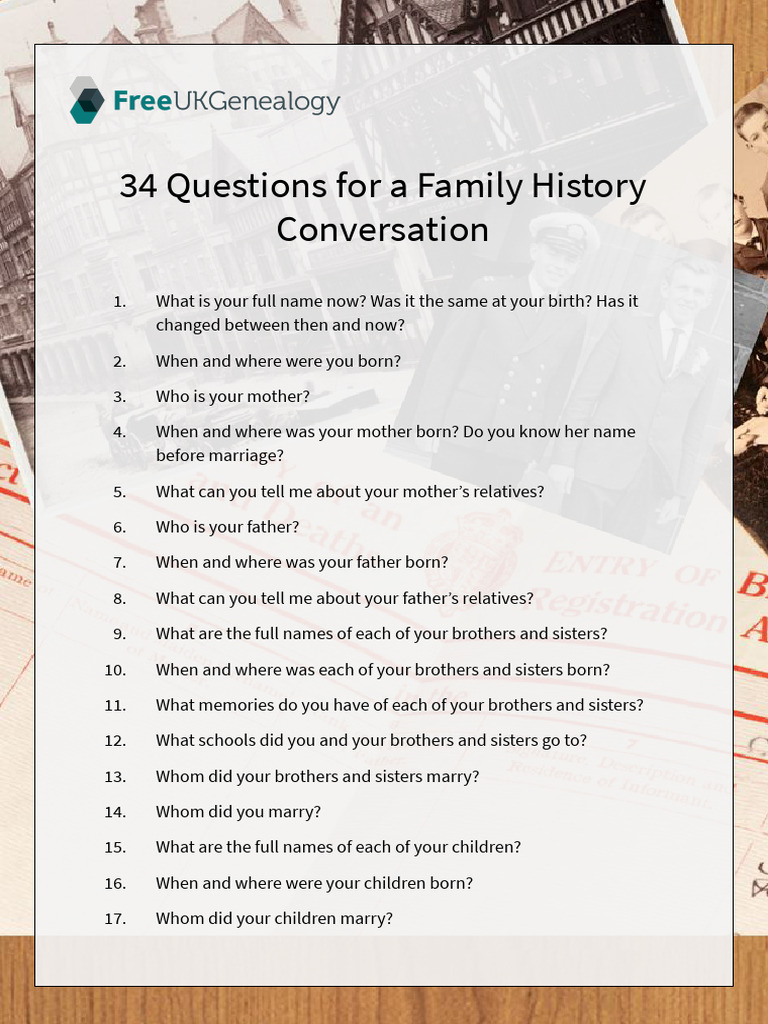 Family History Interview Questions | PDF | Family | Interpersonal ...