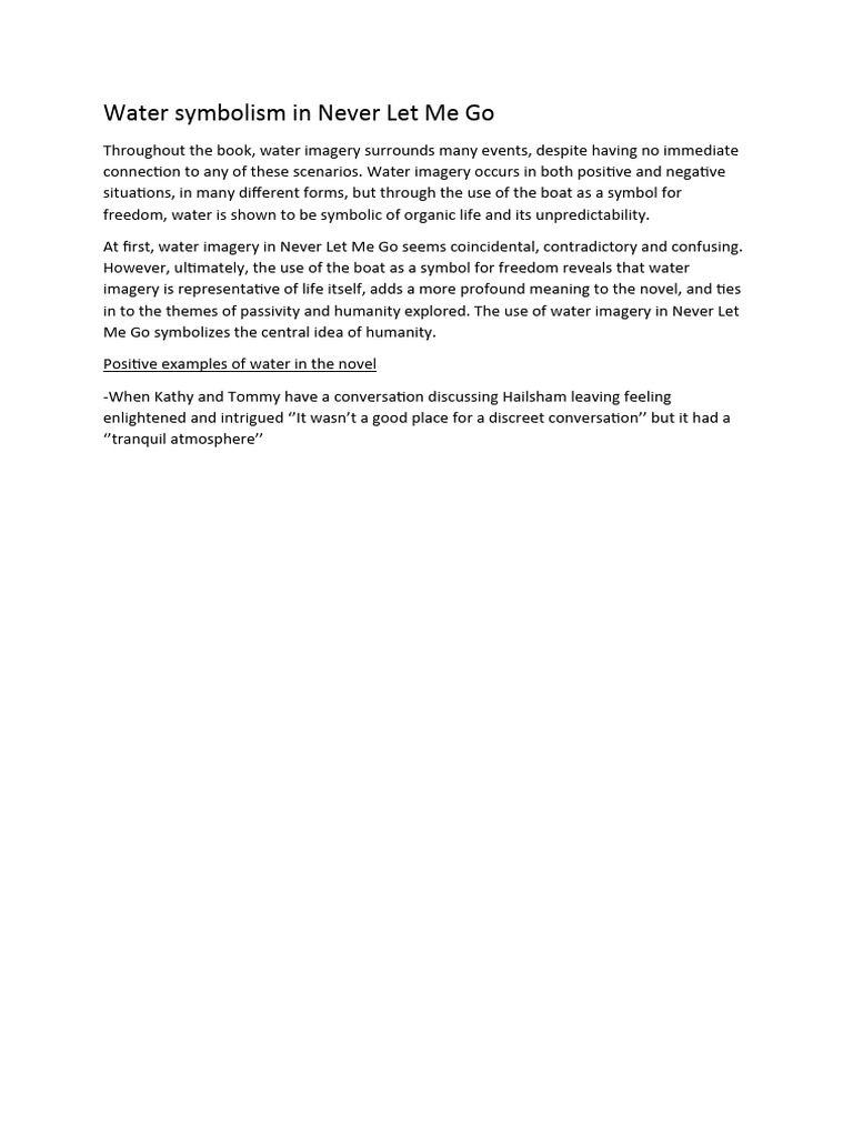 Water Symbolism in Never Let Me Go | PDF | Philosophy | Poetry