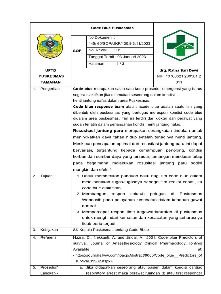 Sop Code Blue | PDF