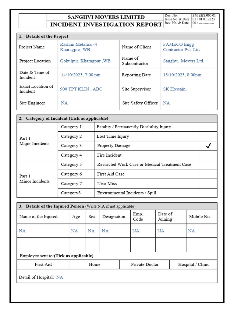 Incident - Investigation - Report (Fameco) | PDF | Personal Protective ...