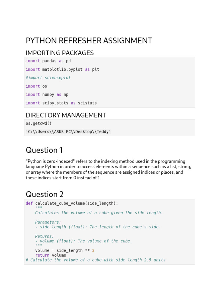Teddy Mukadzambo R201998U Python Refresher | PDF | Software Engineering | Computing