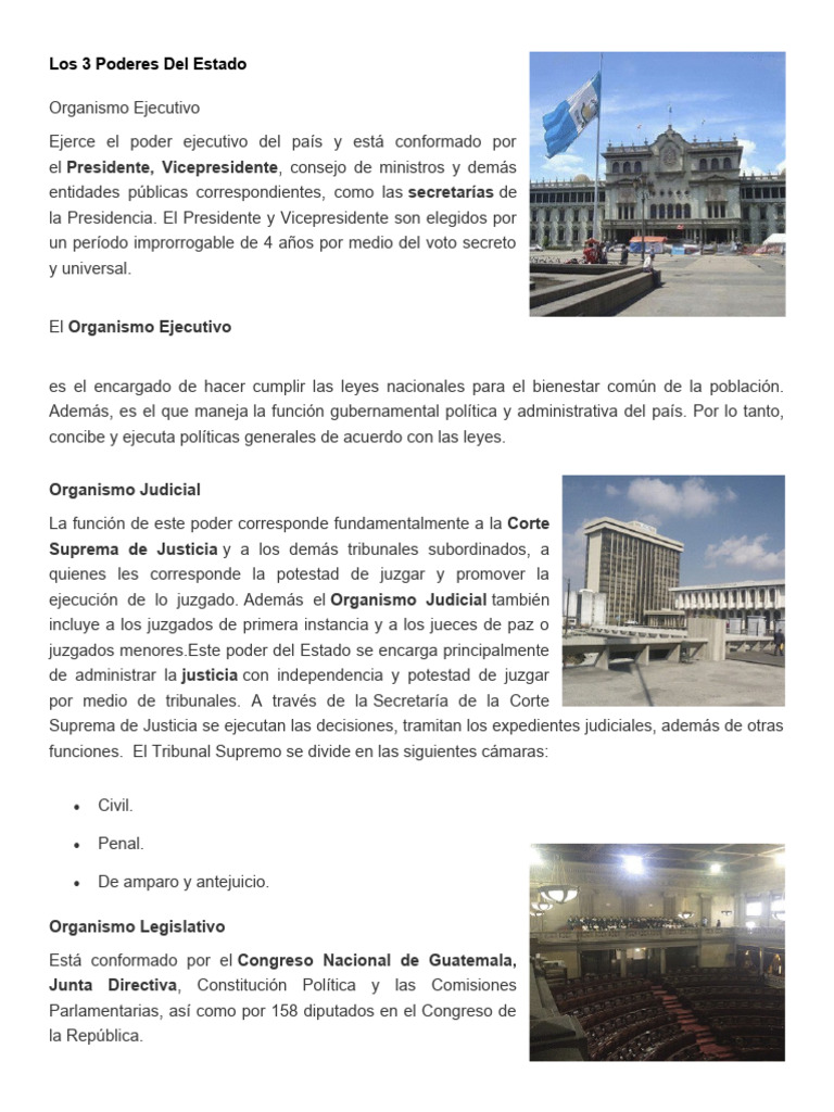 Tres Poderes del Estado en Guatemala | PDF | Política | Ciencias sociales