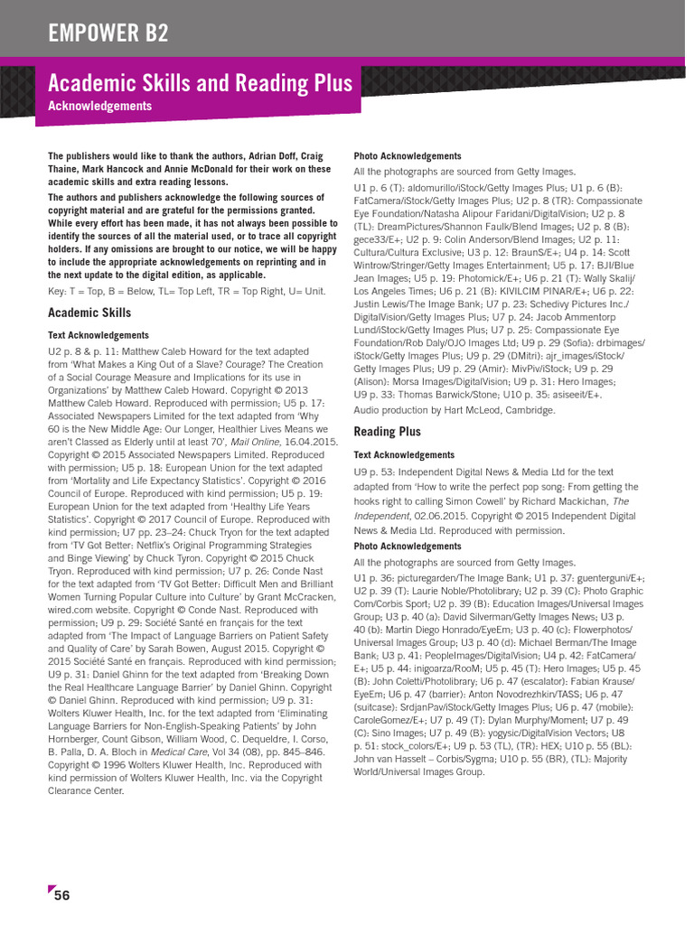 B2 Academic Skills and Reading Plus Acknowledgements | PDF | Social Science
