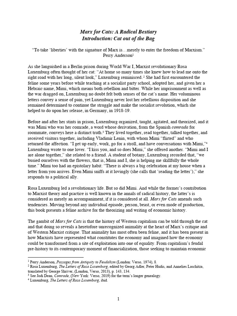 Marx For Cats A Radical Bestiary | PDF | Marxism | Karl Marx