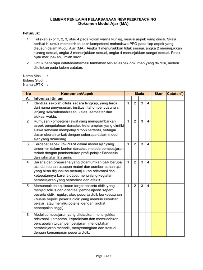 LEMBAR KERJA PENILAIAN | PDF