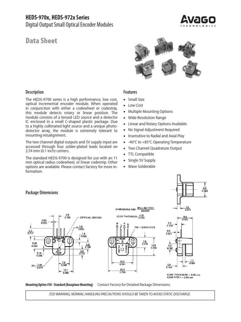 Data Sheet: Digital Output Small Optical Encoder Modules | PDF ...