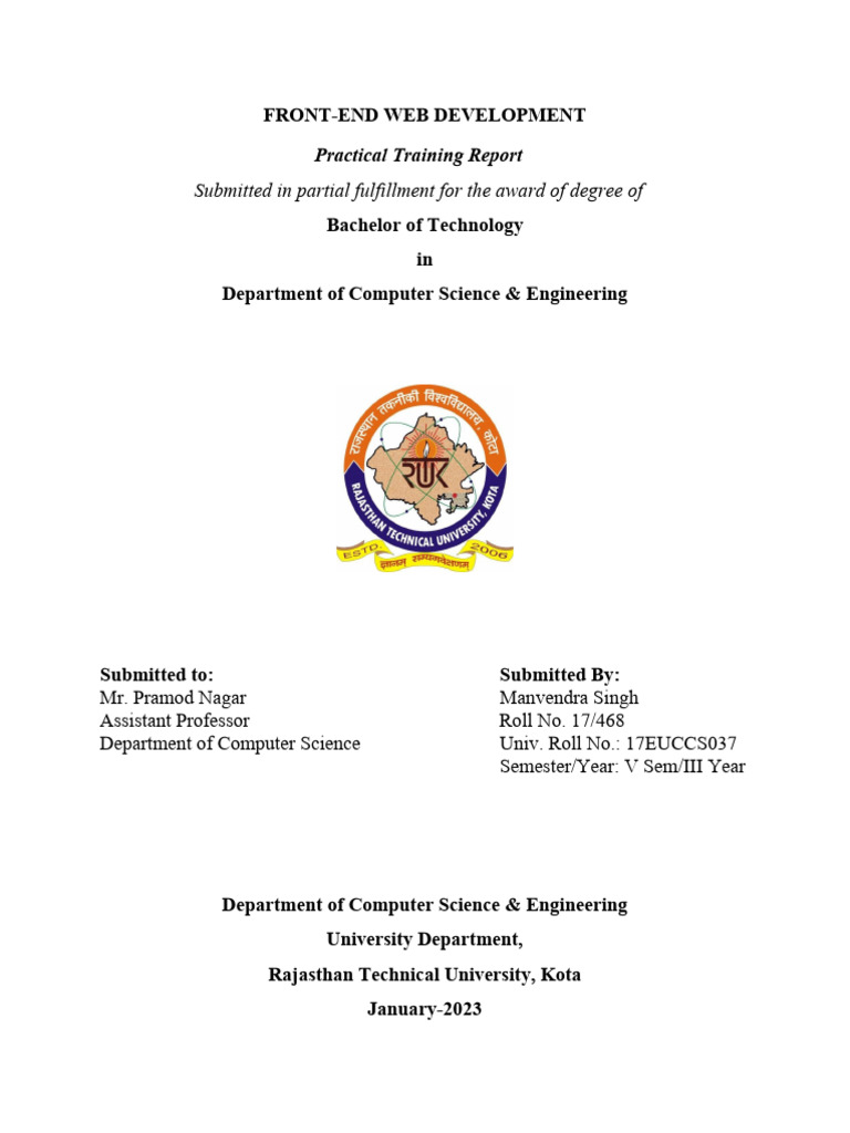 Front-End Web Development Report | PDF