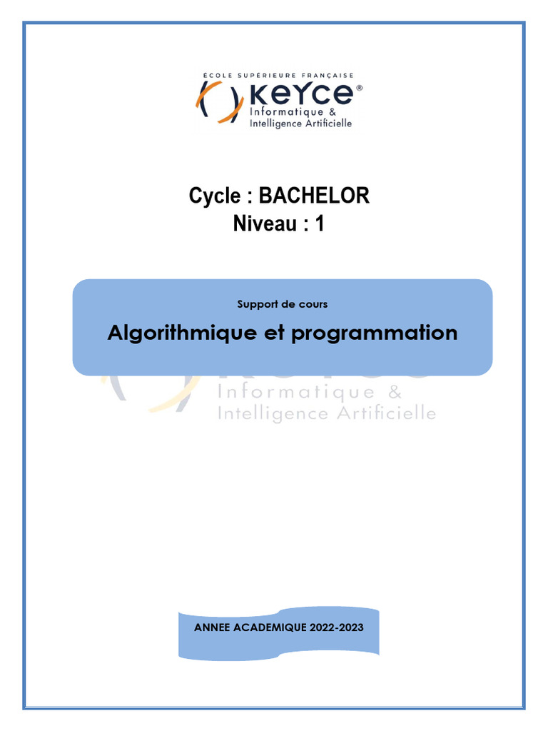 Cours Algoritmique & Programmation | PDF | Langage de programmation | Programmation informatique