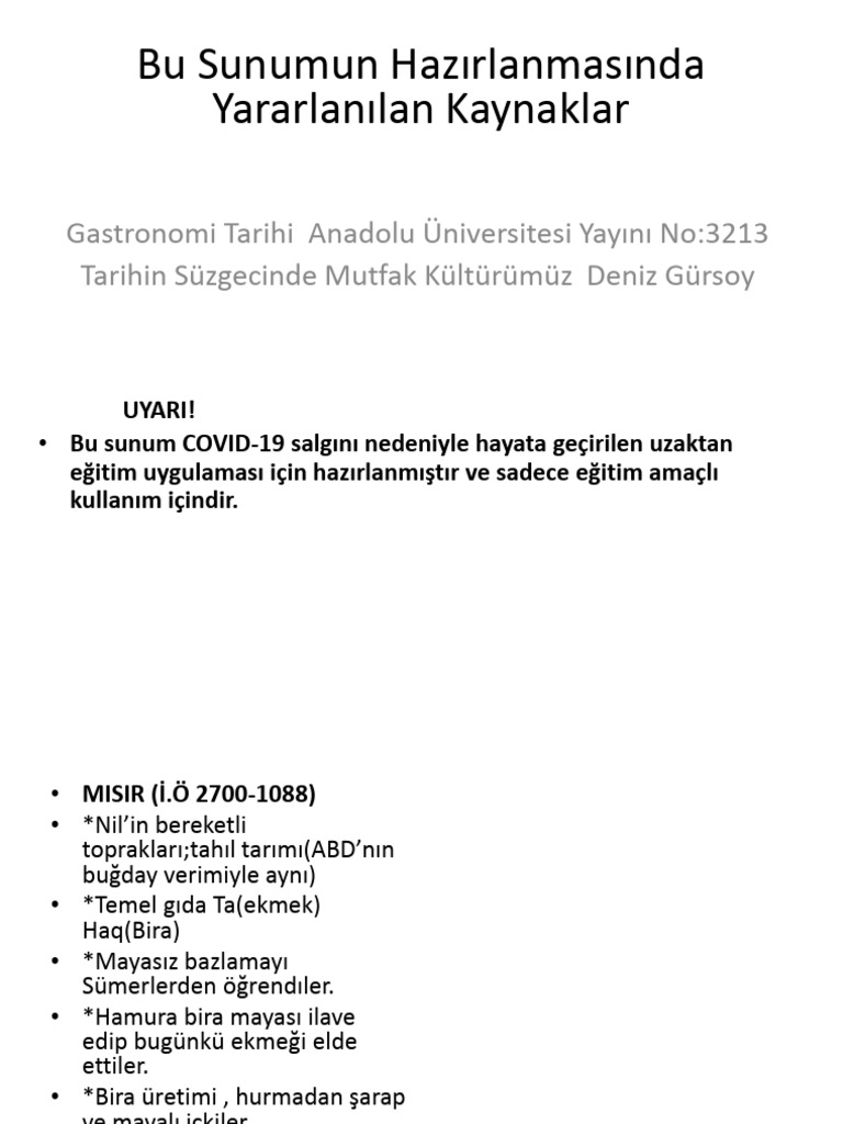 Hafta 5 Eski Misir Eski Yunan Ve Roma Mutfak Kulturu | PDF
