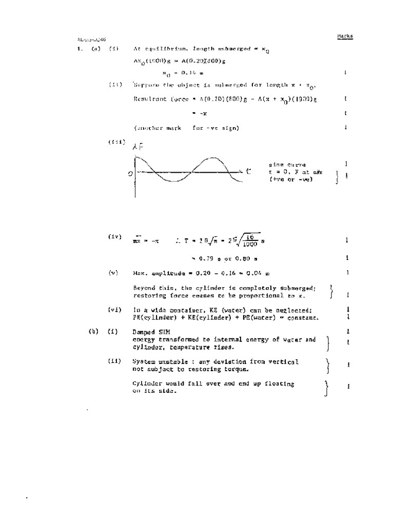 Physics 1986 Paper I Marking | PDF