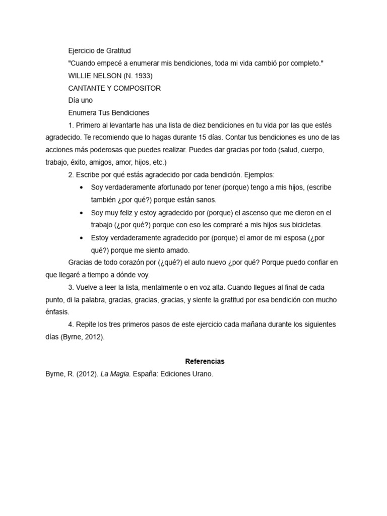 Ejercicio de Gratitud | PDF