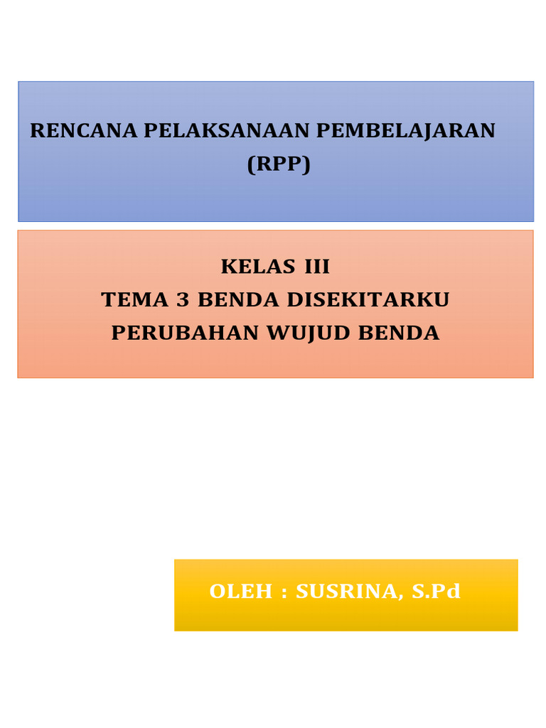 RPP Perubahan Wujud Benda Susrina | PDF