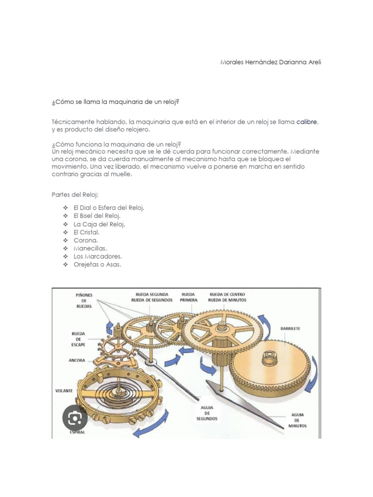 Partes Del Reloj | PDF