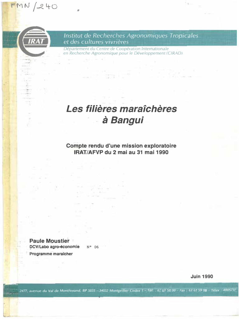 La Filière Maraîchère À Bangui | PDF | Légumes | Agriculture