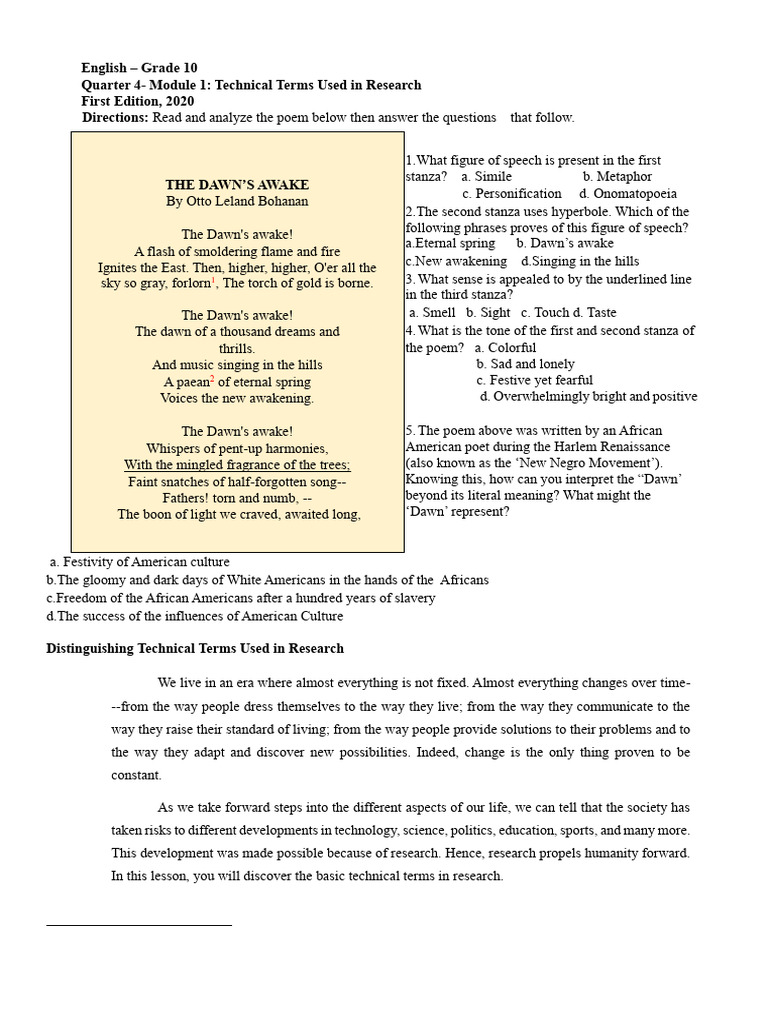 Eng10 Q4 Mod1 Cut Pdf Methodology Experiment