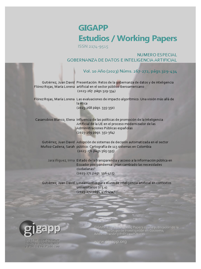 Numero Especial Gobernanza de Datos E Inteligencia Artificial Vol. 10 Año (2023) Núms. 267-272 ...