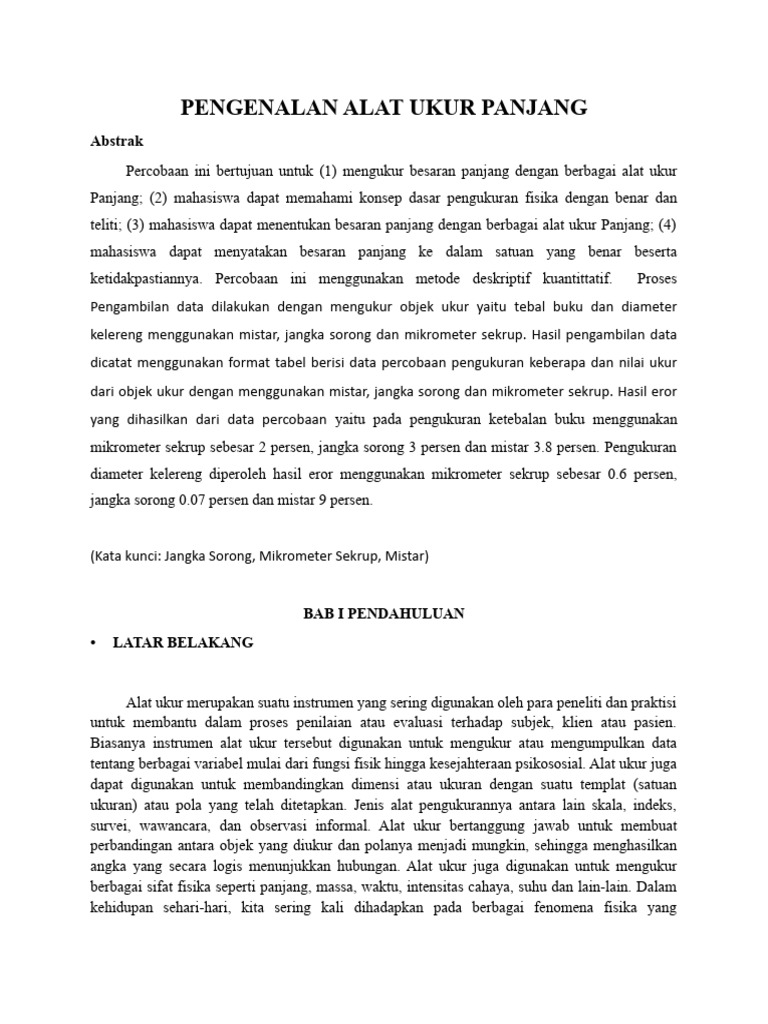 Pengenalan Alat Ukur Panjang | PDF